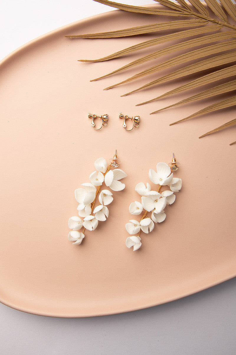 Harlow Flower Bridal Earrings | Model Chic